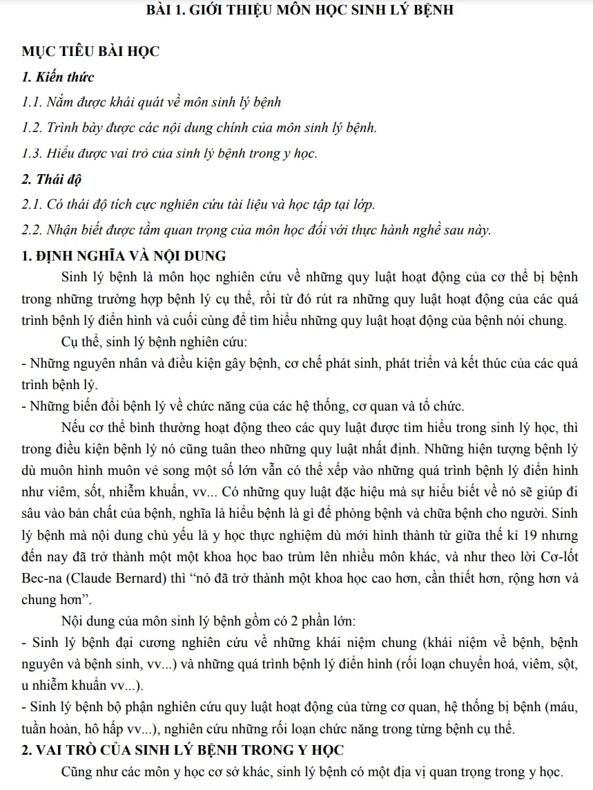 Sinh Lý Bệnh PDF – Bộ Tài Liệu Chuẩn Y Học, Hình Ảnh Minh Họa & Bài Tập Thực Hành